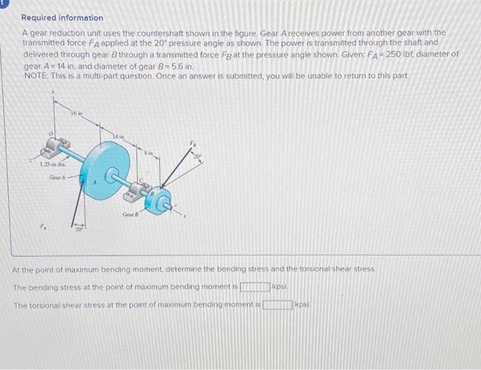 Required information A gear reduction unit uses the | Chegg.com