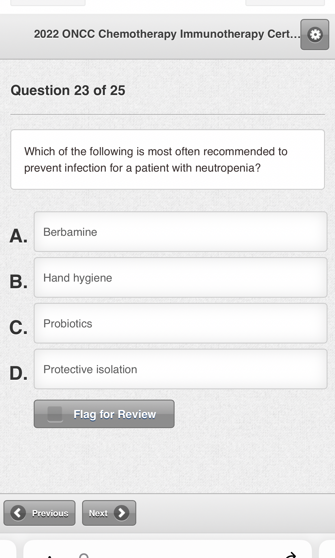 Solved 2022 ﻿ONCC Chemotherapy Immunotherapy Cert...Question | Chegg.com