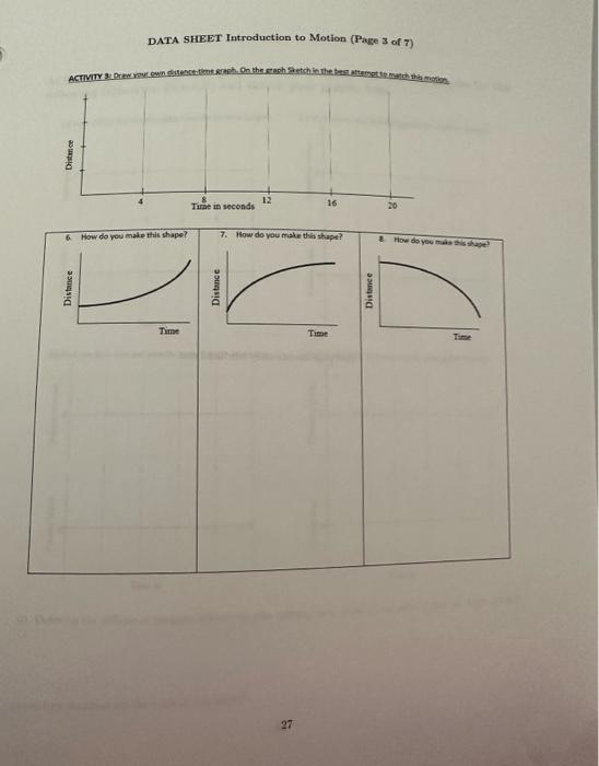 Solved DATA SHEET Introduction to Motion (Page 1 of 7 ) | Chegg.com