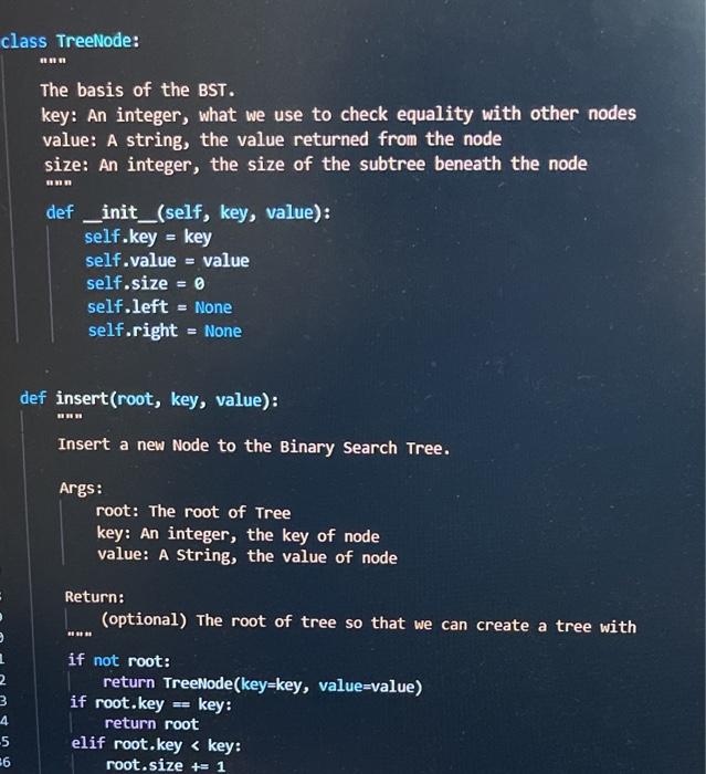 Solved Class Treenode The Basis Of The Bst Key An 