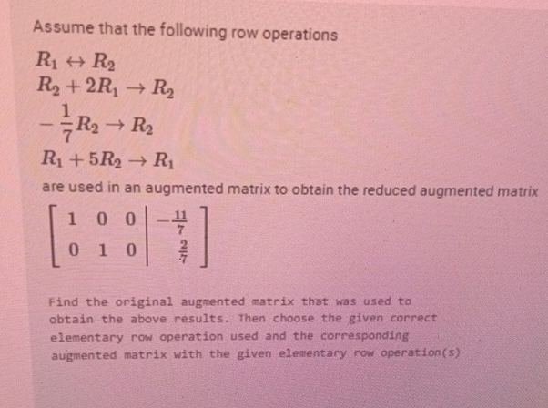 Solved Assume That The Following Row