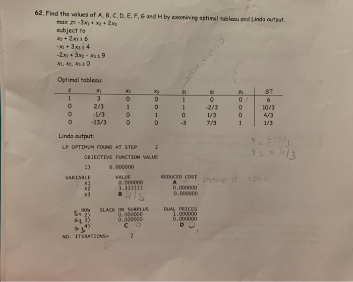 Solved 62. Find the values of A, B, C, D, E, F, G and H by | Chegg.com