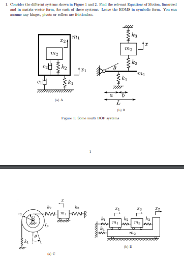Solved Consider the different systems shown in Figure 1 ﻿and | Chegg.com