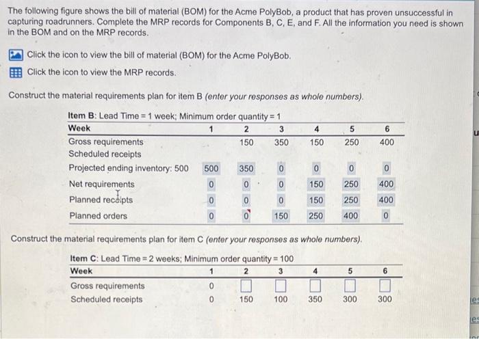 Solved The following figure shows the bill of material (BOM) | Chegg.com