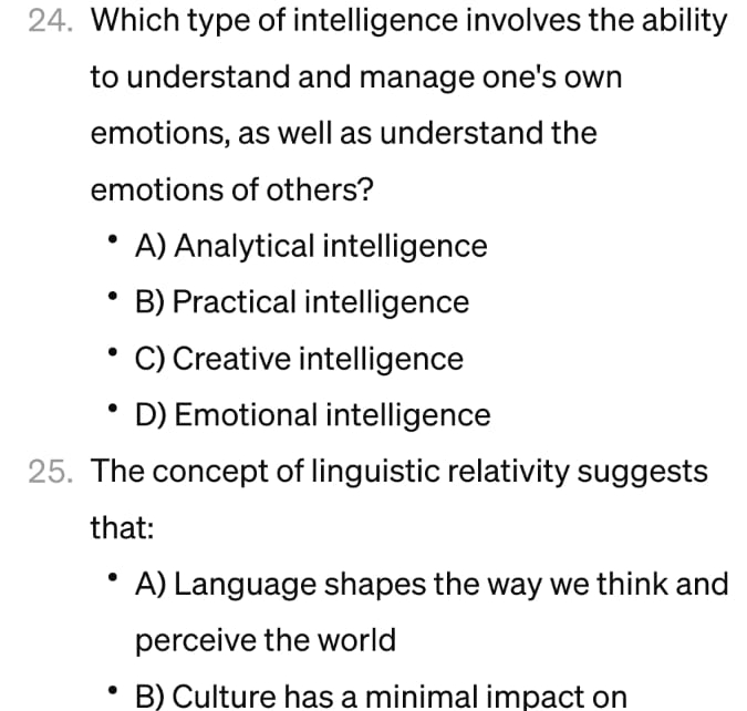 Solved Which type of intelligence involves the ability to | Chegg.com