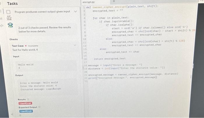 Solved 2/3 checks passed for this. if the results are the | Chegg.com
