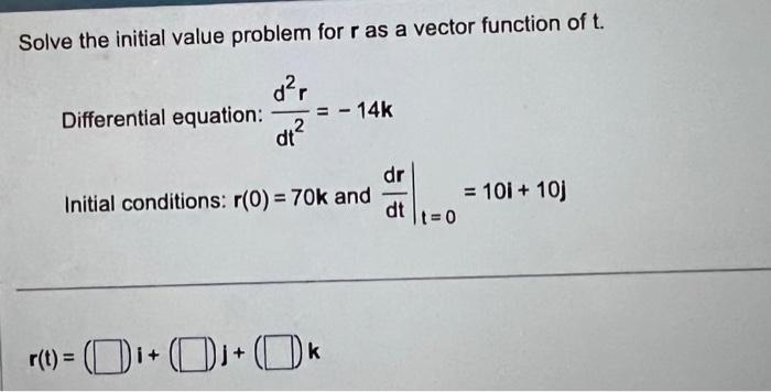 Solved Solve the initial value problem for r as a vector | Chegg.com
