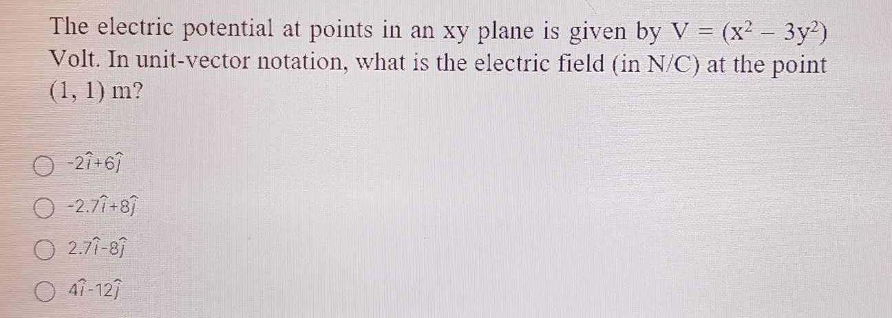 Solved The electric potential at points in an xy plane is | Chegg.com