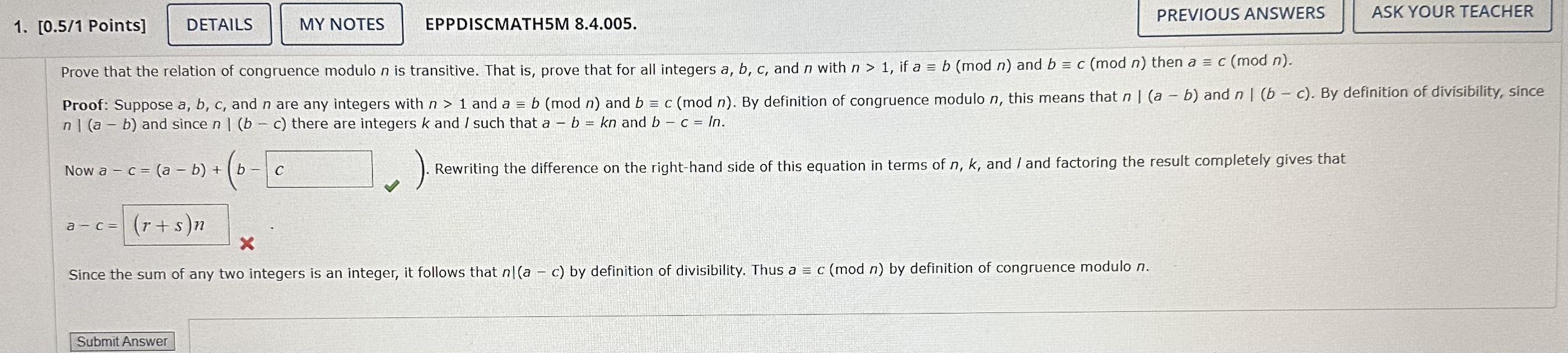 Solved [0.5/1 ﻿Points] ﻿EPPDISCMATH5M 8.4.005.Prove that | Chegg.com