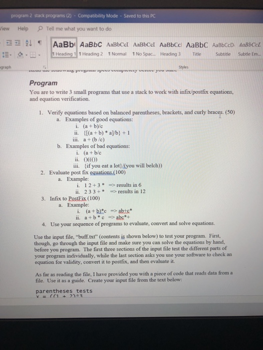 Solved program 2 stack programs (2) - Compatibility Mode - | Chegg.com
