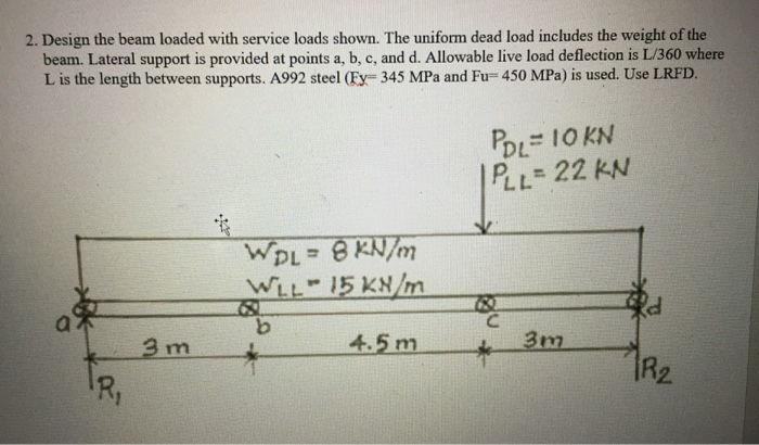 Solved 2. Design the beam loaded with service loads shown. | Chegg.com