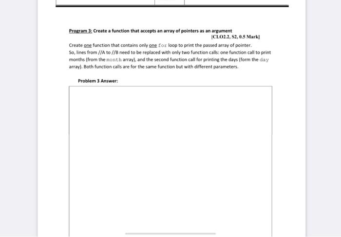 Solved Program 1: Arrays of pointer [CLO2.2, S2, 0.25Mark] | Chegg.com