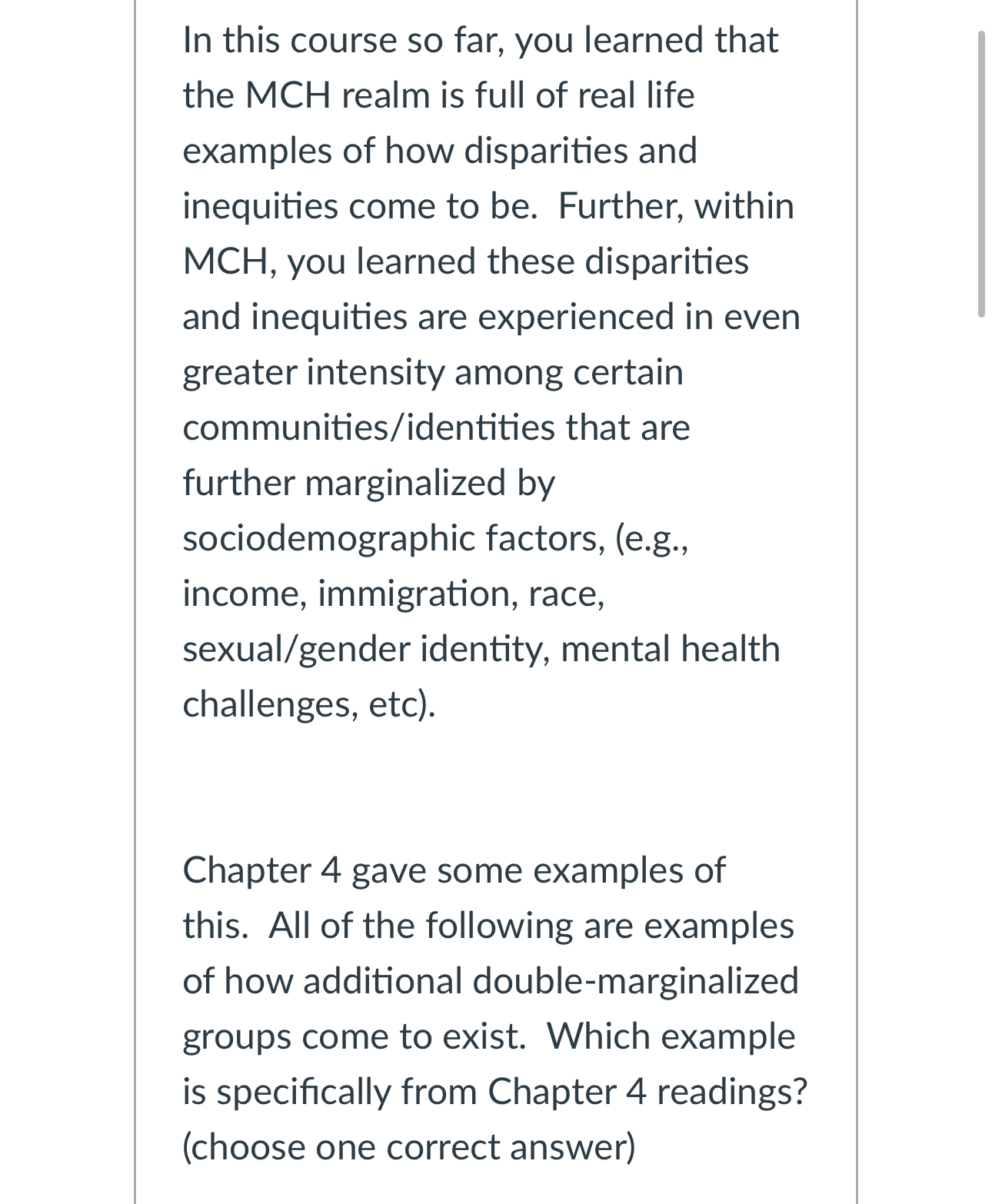 Solved In this course so far, you learned that the MCH | Chegg.com