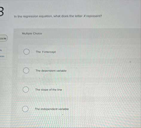 Solved In the regression equation, what does the letter x | Chegg.com