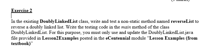 Solved Exercise 2in The Existing Doublylinkedlist Class 