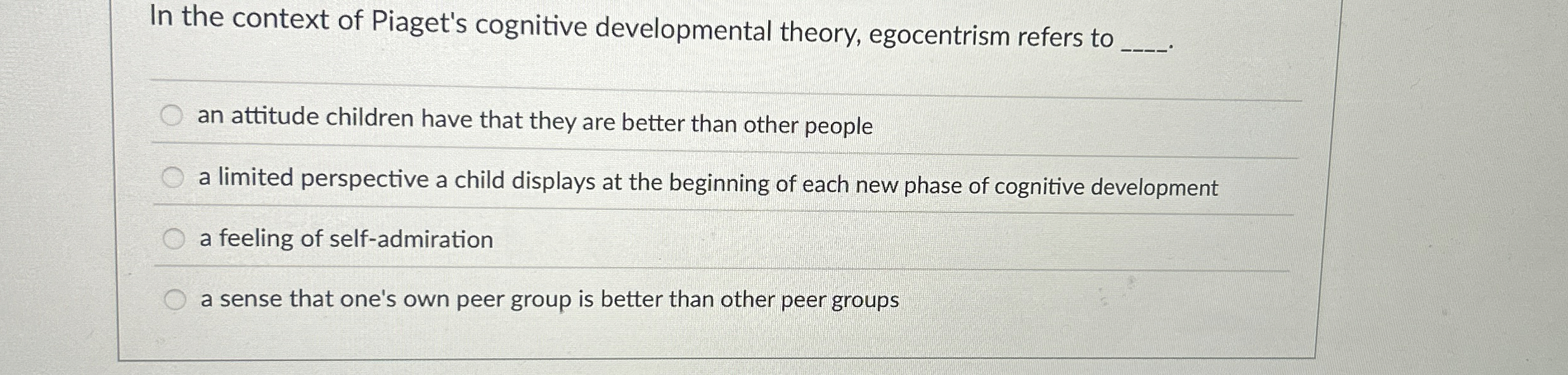 Solved In the context of Piaget's cognitive developmental | Chegg.com