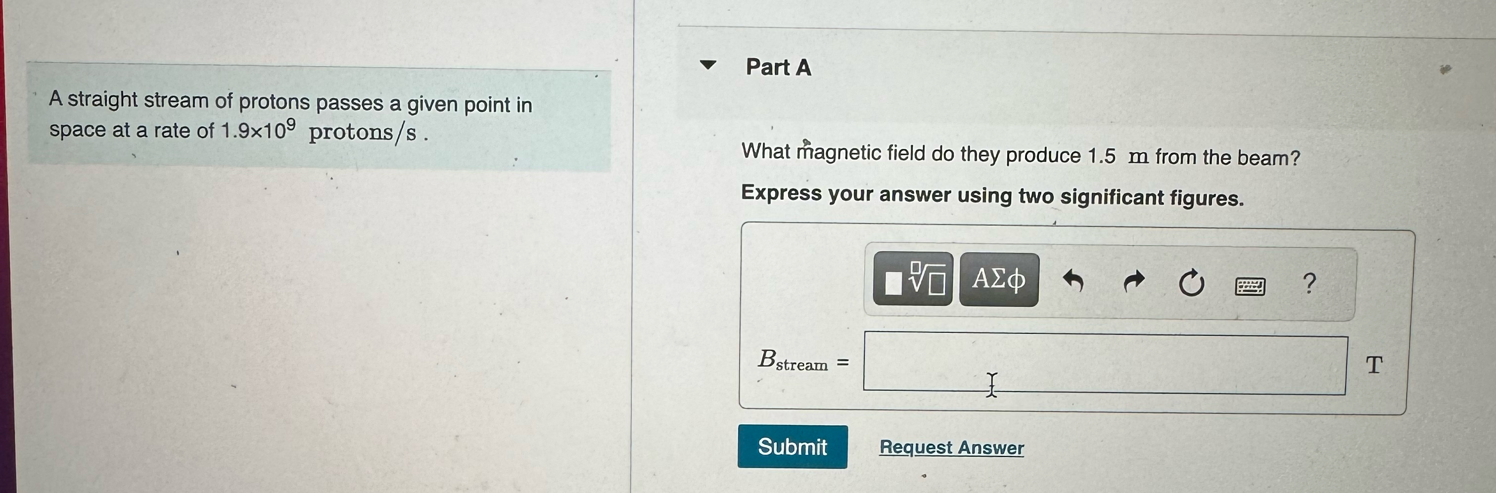 Solved Part AA straight stream of protons passes a given | Chegg.com