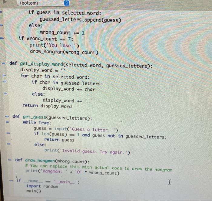Solved i meed coding for the hangman image you only get 7 | Chegg.com