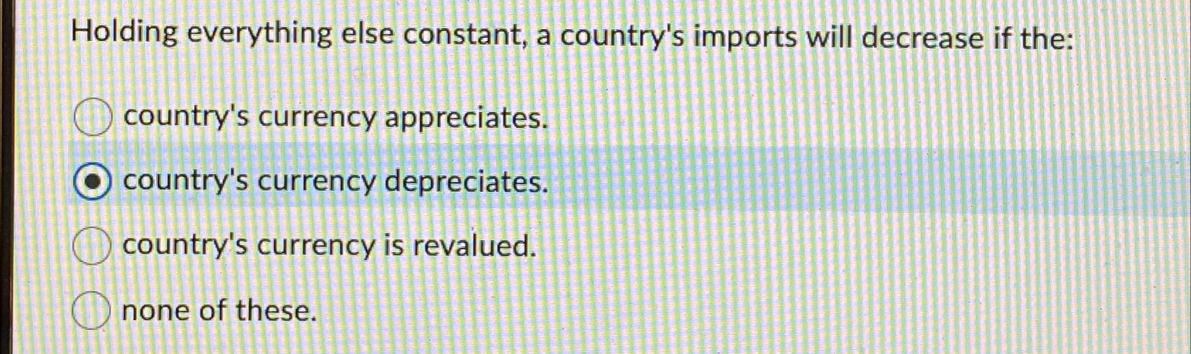 Solved Holding everything else constant, a country's imports | Chegg.com