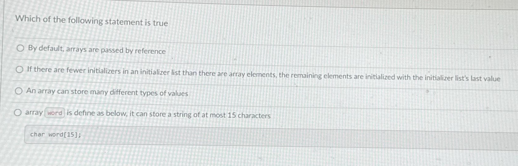 Solved Which of the following statement is trueBy default, | Chegg.com
