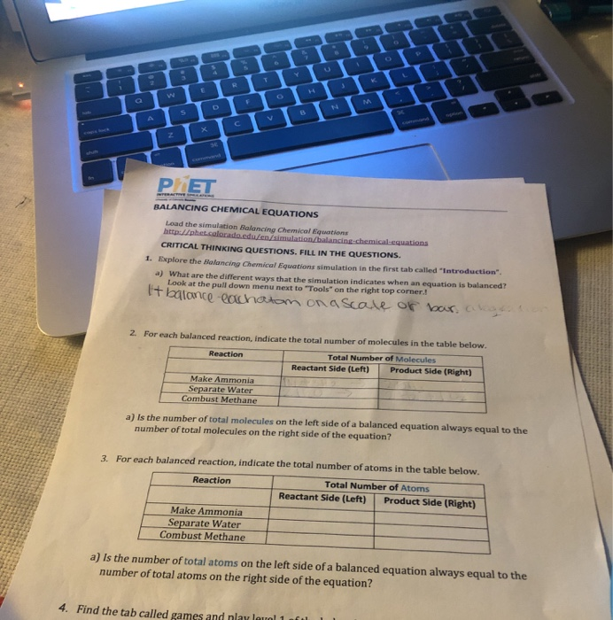 Peerless Phet Balancing Chemical Equations Critical Thinking Questions