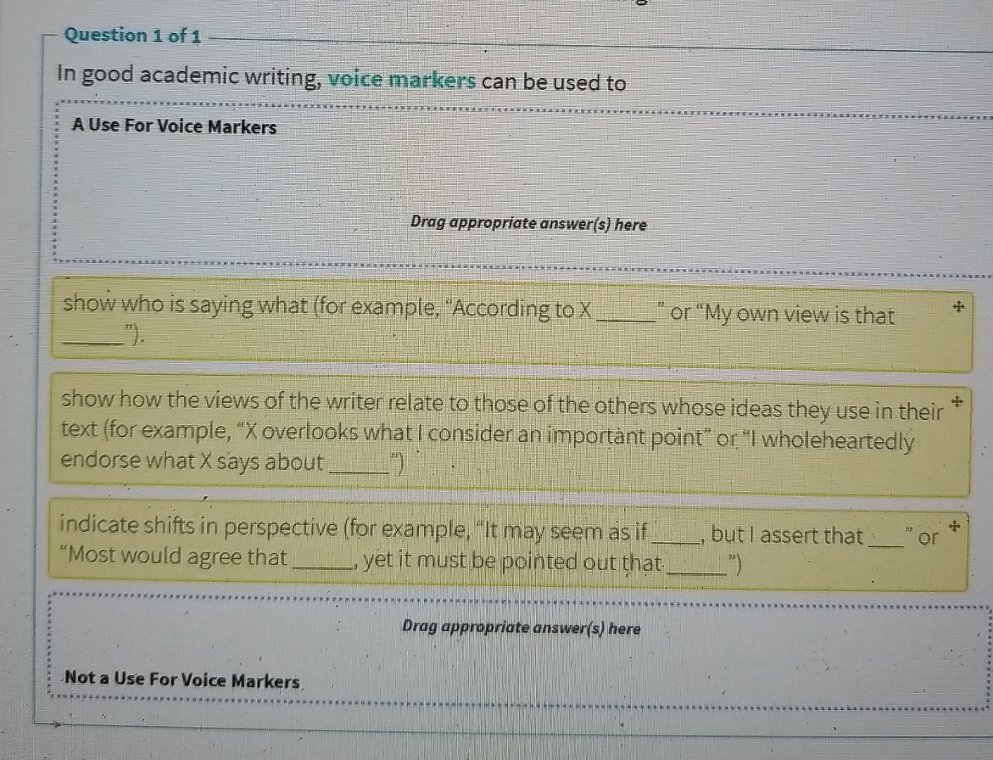 Solved Question 1 ﻿of 1In good academic writing, voice | Chegg.com