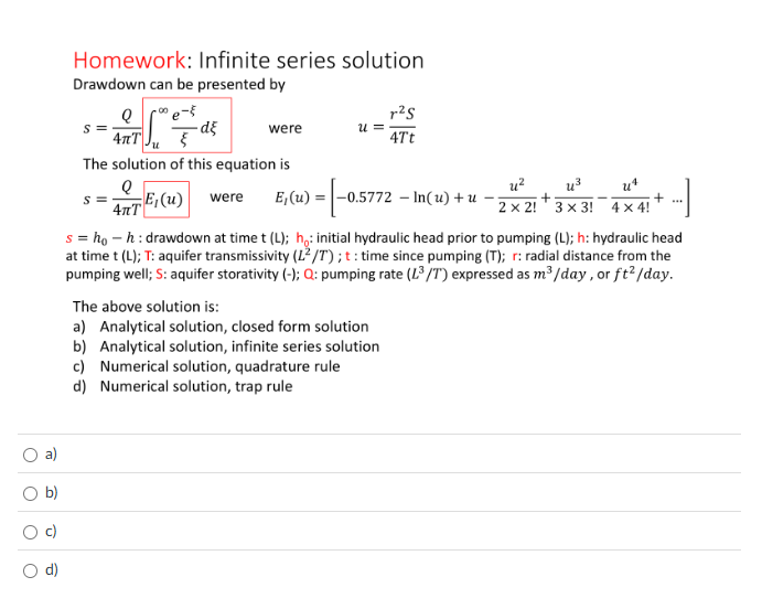Solved Homework: Infinite series solution Drawdown can be | Chegg.com