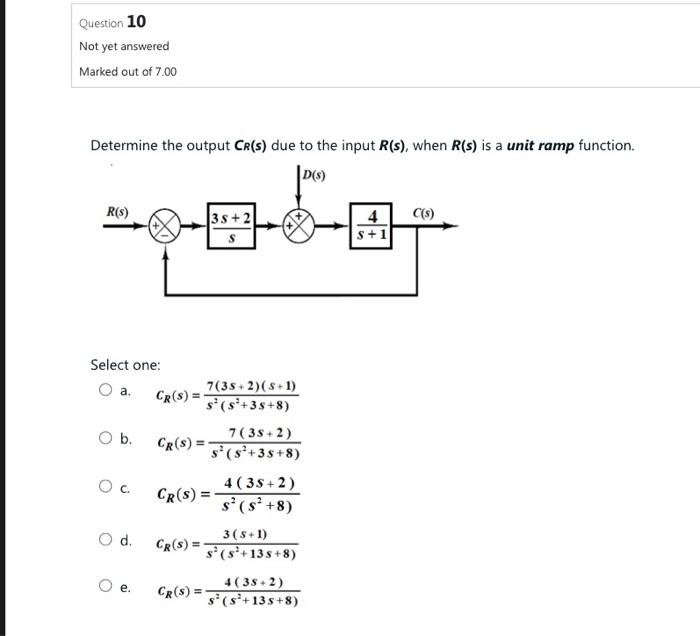 Solved Determine the output CR(s) due to the input R(s), | Chegg.com