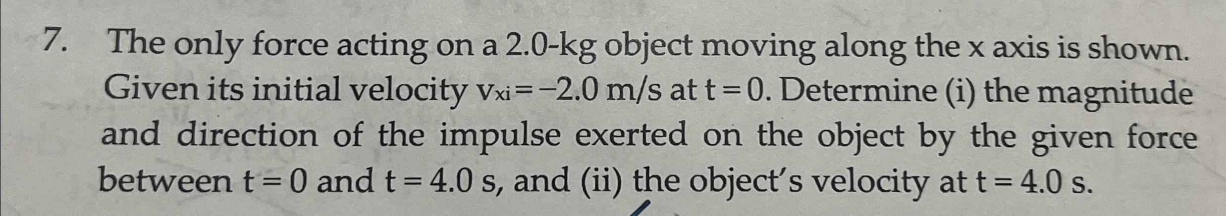 Solved The Only Force Acting On A 2 0 Kg ﻿object Moving