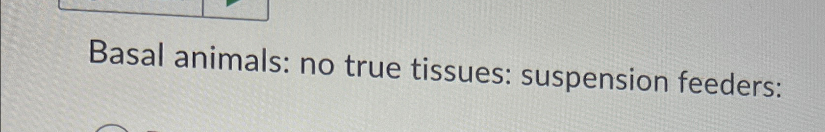 Solved Basal animals: no true tissues: suspension feeders: | Chegg.com