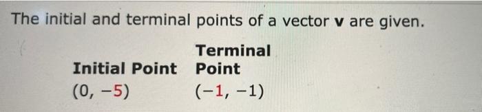 Solved The initial and terminal points of a vector v are | Chegg.com