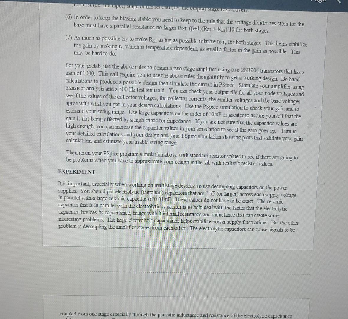 E&C ENGR 331 EXPERIMENT #8 DESIGN OF A MULTISTAGE CE | Chegg.com