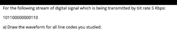 Solved A-Bipolar:AMI B- BIpolar: B8ZS C- Polar Biphase: | Chegg.com