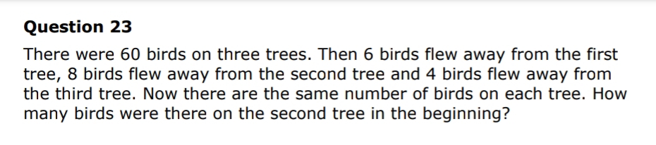 Solved Question 23There were 60 ﻿birds on three trees. Then | Chegg.com