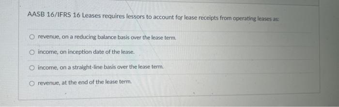 Solved AASB 16/IFRS 16 Leases requires lessors to account | Chegg.com