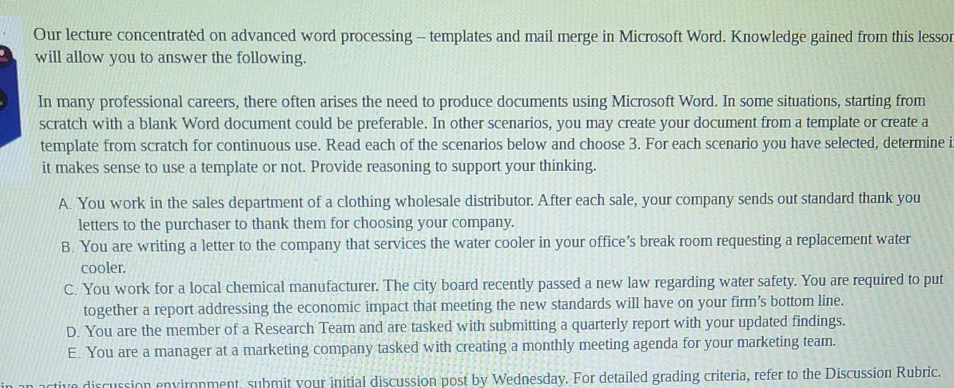 Our lecture concentrated on advanced word processing | Chegg.com