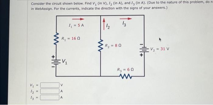 Consider the circuit shown below. Find V1 (in V), I2 | Chegg.com