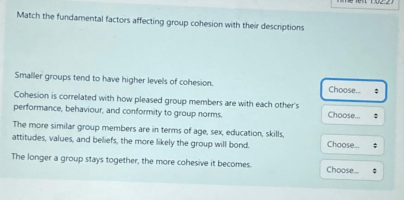 Solved Match the fundamental factors affecting group | Chegg.com