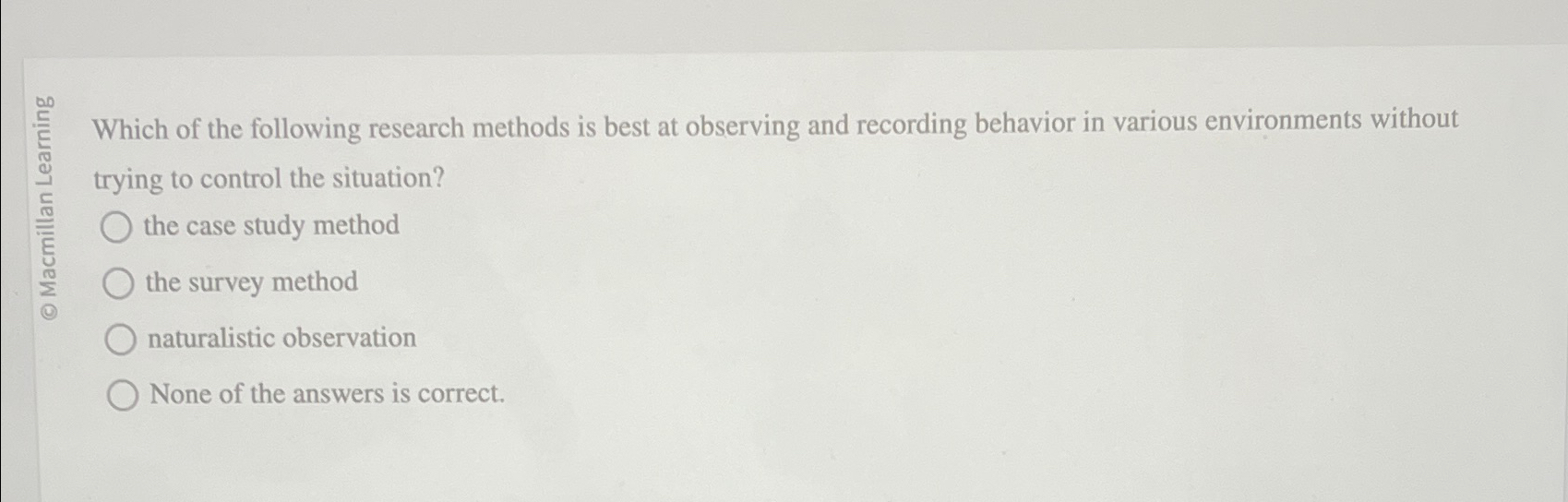 Solved Which of the following research methods is best at | Chegg.com