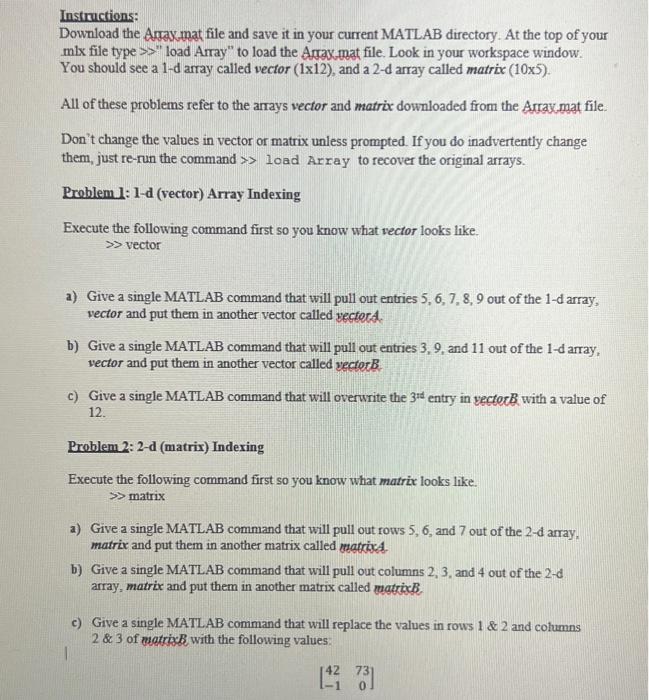 Solved can someone help me solve problem 1 and 2 for matlab | Chegg.com
