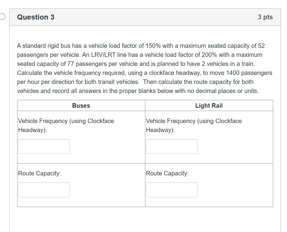 Solved Question 3A standard rigid bus has a vehicle load | Chegg.com