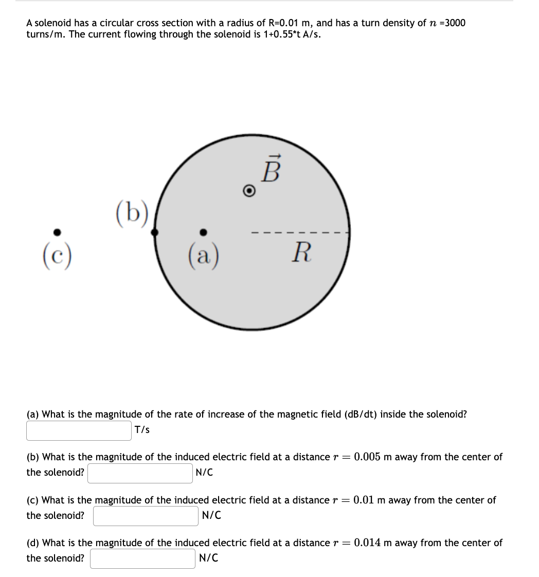 Solved A solenoid has a circular cross section with a radius | Chegg.com