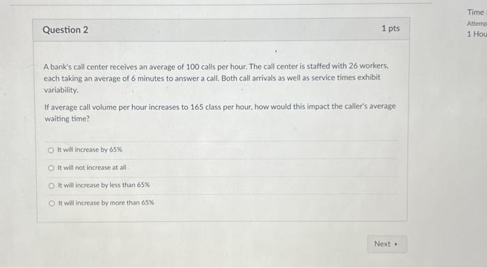 Solved A bank's call center receives an average of 100 calls | Chegg.com