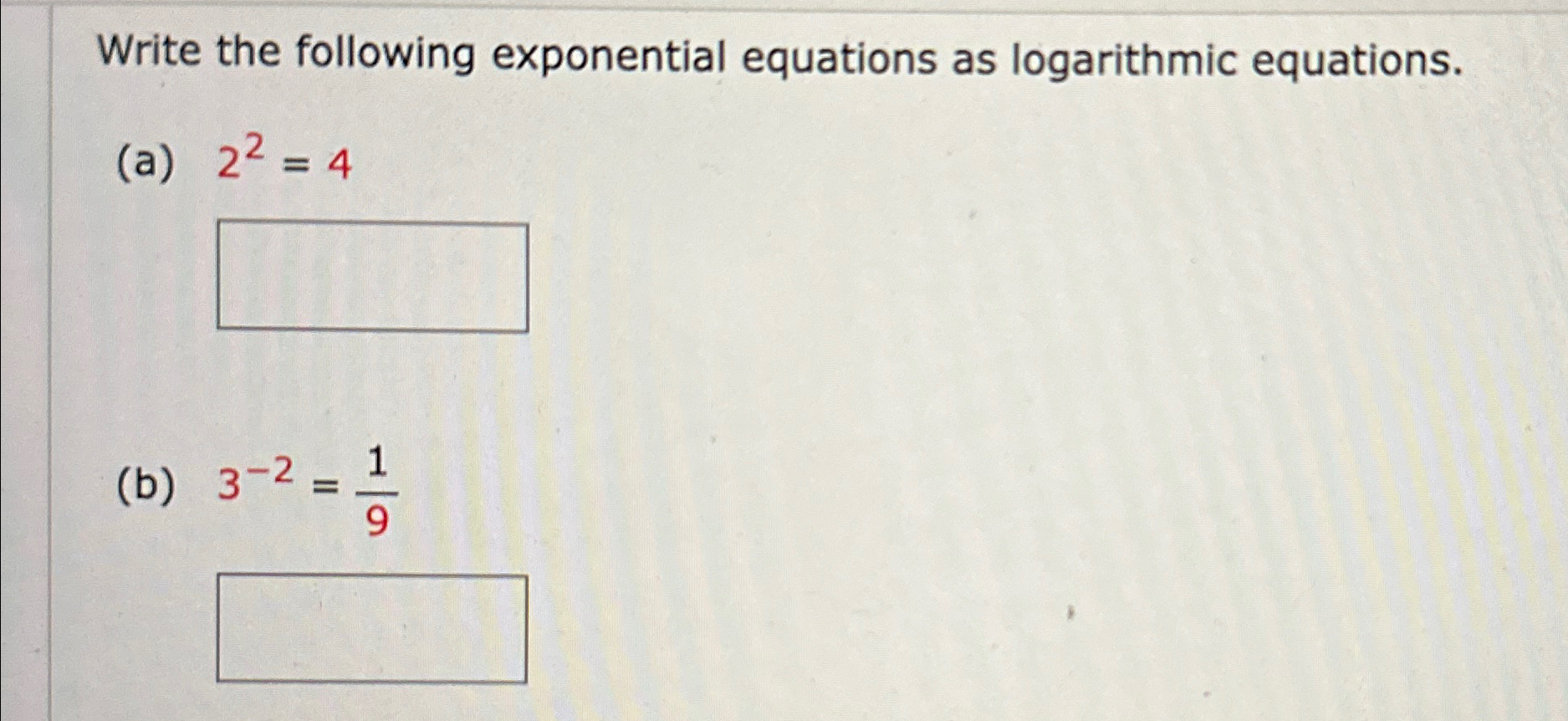 Solved Write the following exponential equations as | Chegg.com