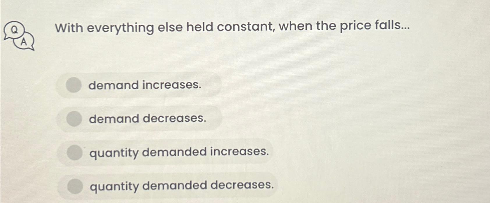 Solved With everything else held constant, when the price | Chegg.com