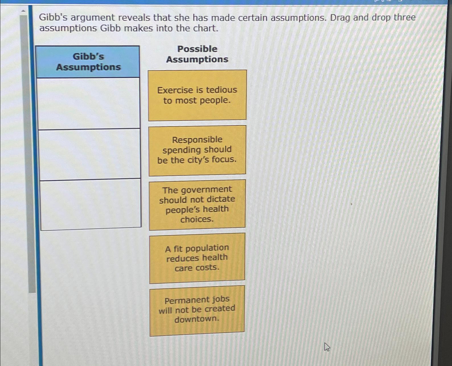 Solved Gibb's argument reveals that she has made certain | Chegg.com