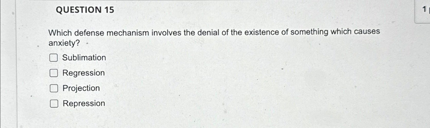 Solved QUESTION 15Which defense mechanism involves the | Chegg.com