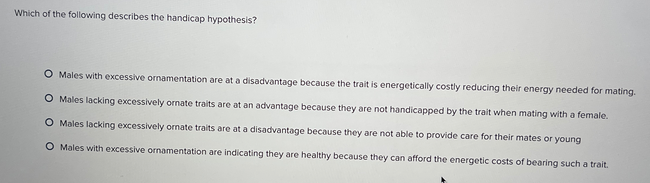Solved Which of the following describes the handicap | Chegg.com