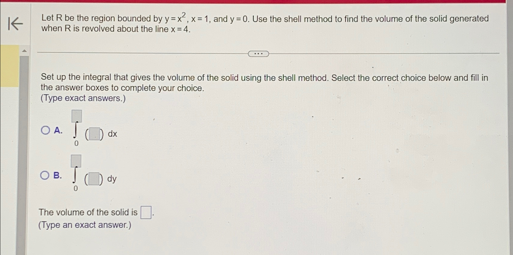 Solved Let R ﻿be the region bounded by y=x2,x=1, ﻿and y=0. | Chegg.com