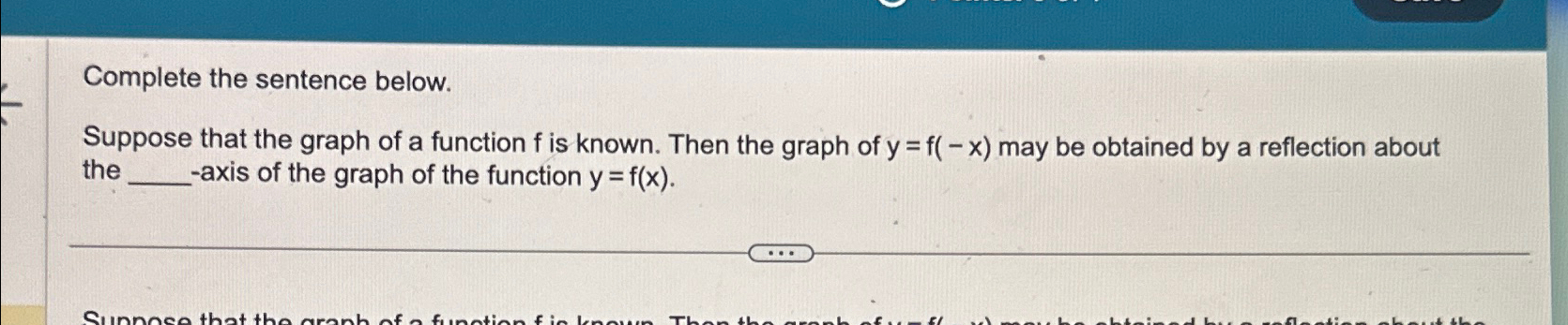 Solved Complete the sentence below.Suppose that the graph of | Chegg.com